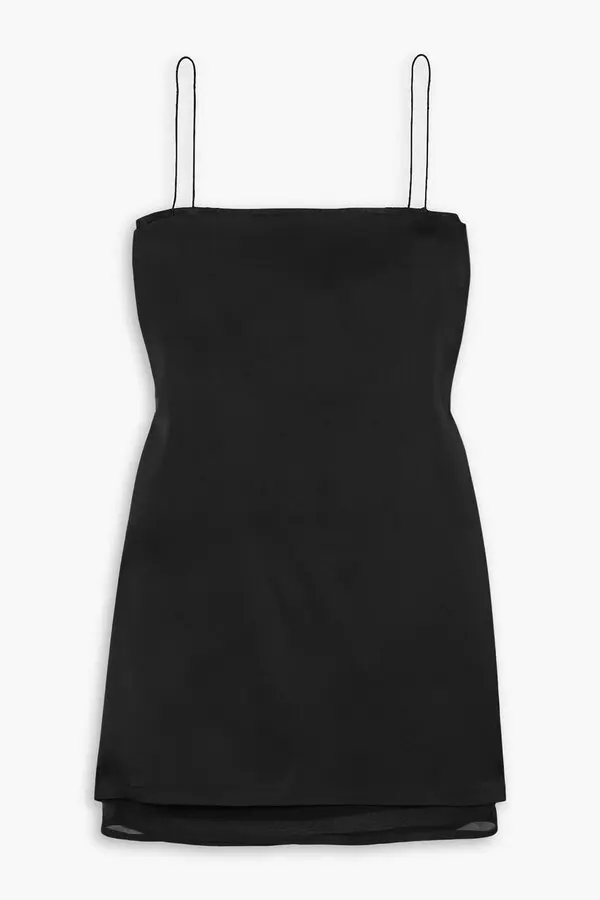 Jacquemus Mia Layered Satin Crepe De Chine Mini Dress - Black