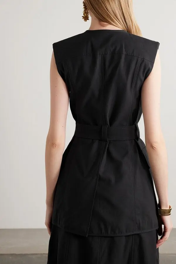 Ulla Johnson Twyla Belted Cotton And Tencel™ Lyocell-blend Twill Vest
