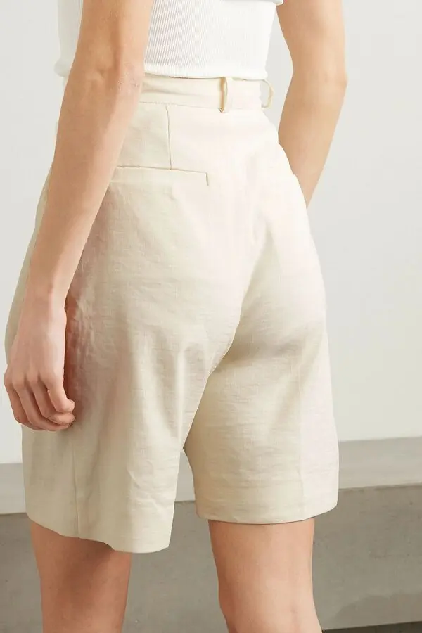 Tove Bella Pleated Linen-blend Shorts - Ivory