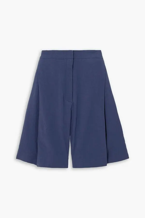 Tove Bella Pleated Linen-blend Shorts - Navy