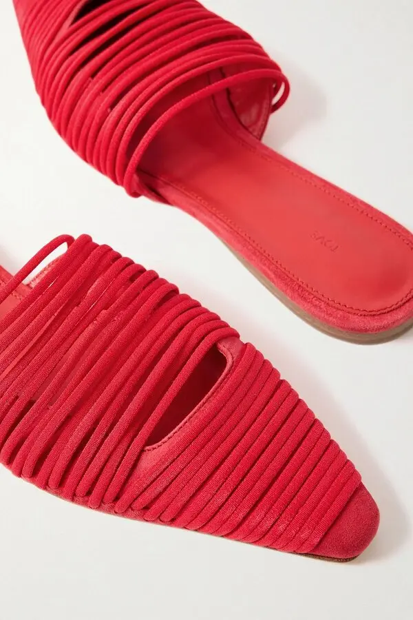 Tove Kenly Cord-trimmed Suede Mules