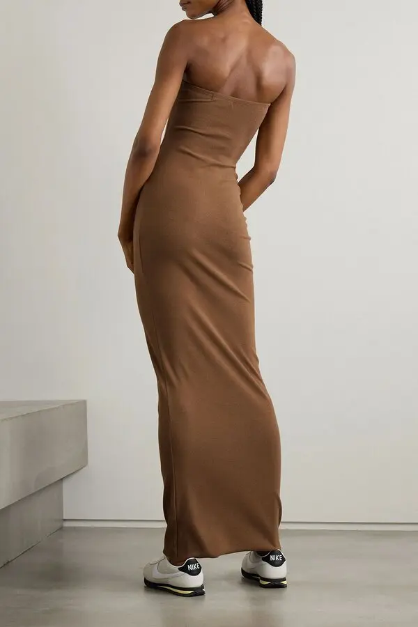 Eterne Strapless Ribbed Stretch-jersey Maxi Dress