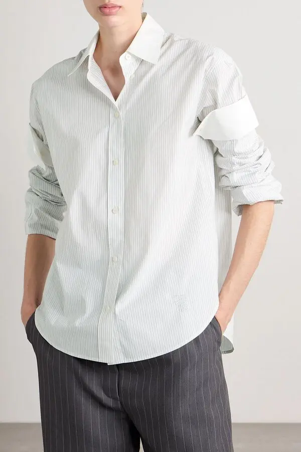 Acne Studios Striped Cotton Poplin Layered Shirt