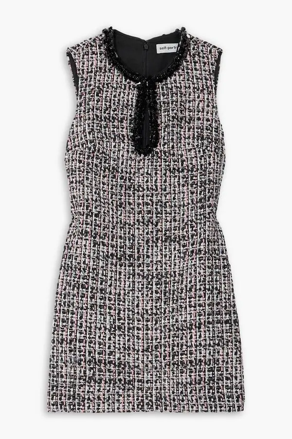 SELF-PORTRAIT Sequin-embellished Bouclé Tweed Mini Dress