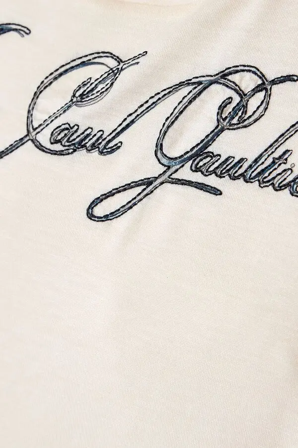 JEAN PAUL GAULTIER Embroidered Printed Lyocell-blend Jersey T-shirt