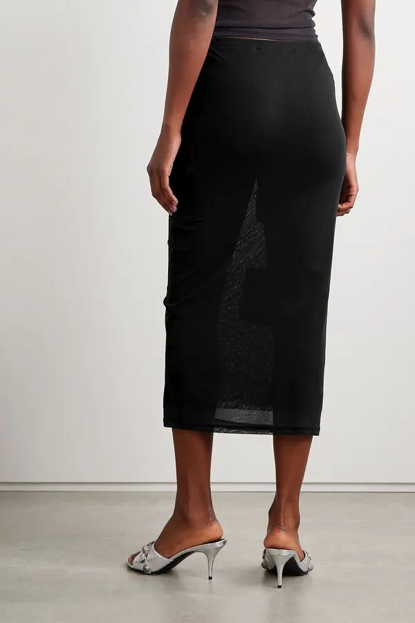 Acne Studios Cotton Poplin Trimmed Mesh Midi Skirt