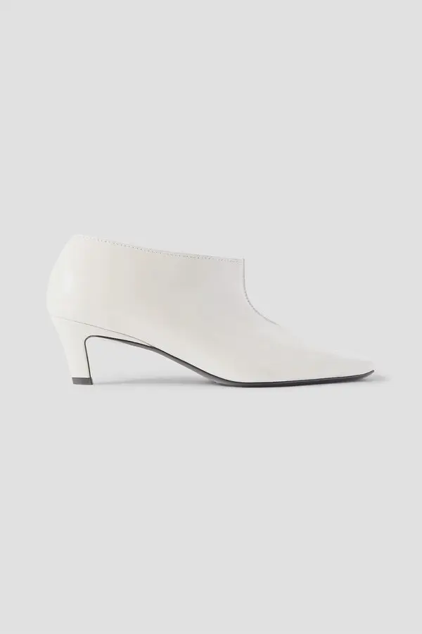TOTEME Wide Shaft Glossed-leather Ankle Boots - Ecru