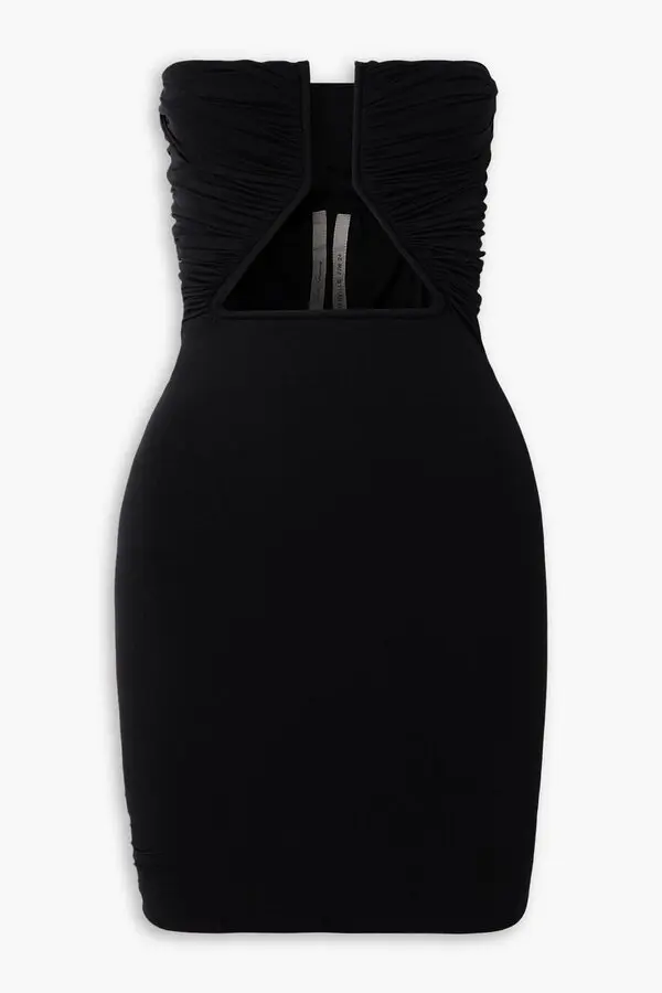 Rick Owens Stretch-jersey Ruched Strapless Mini Dress