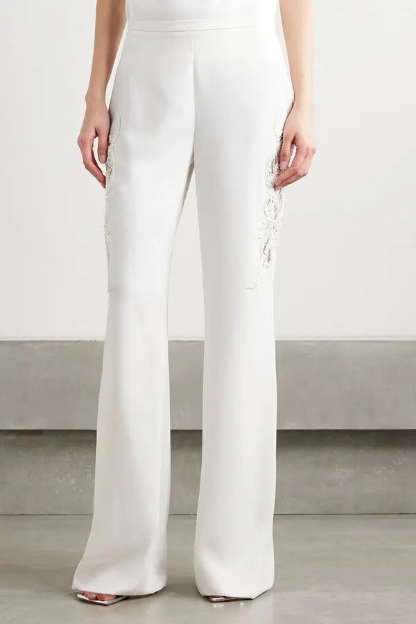 Zuhair Murad Embellished Cady Flared Trousers
