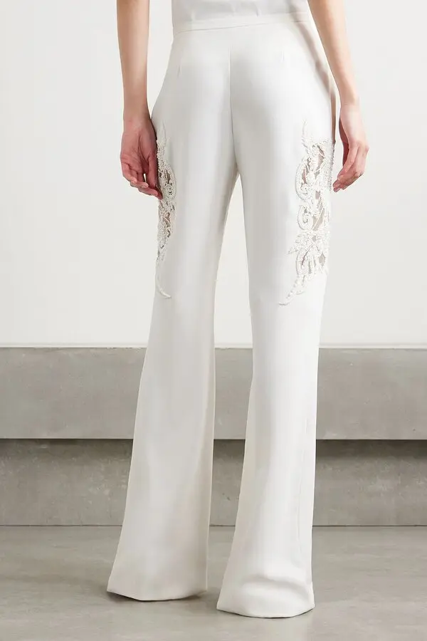Zuhair Murad Embellished Cady Flared Trousers