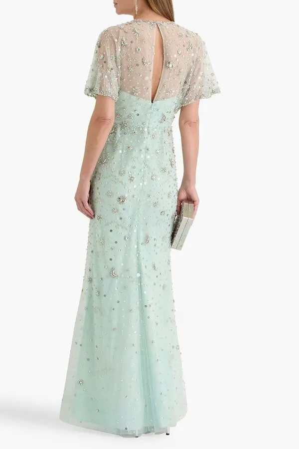 Jenny Packham Luna Embellished Glittered Tulle Gown