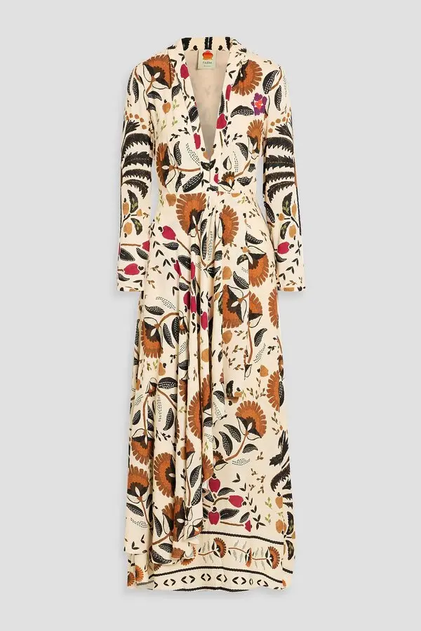 Farm Rio Printed Crepe Maxi Dress