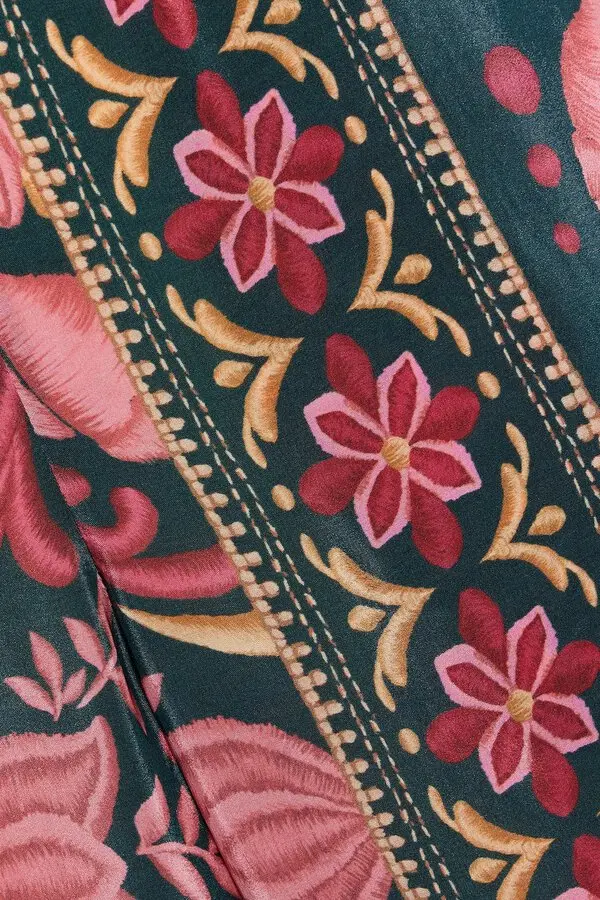 Farm Rio Printed Satin Straight-leg Pants