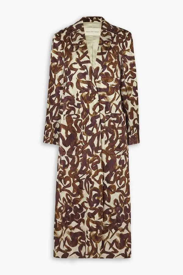 Dries Van Noten Printed Satin-jacquard Coat