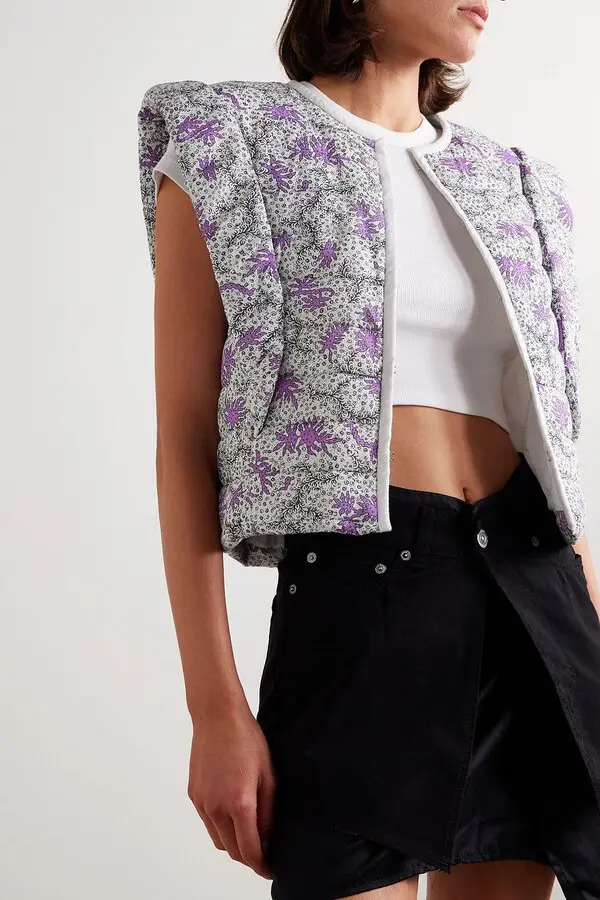 MARANT ETOILE Drew Convertible Printed Quilted Cotton Jacket