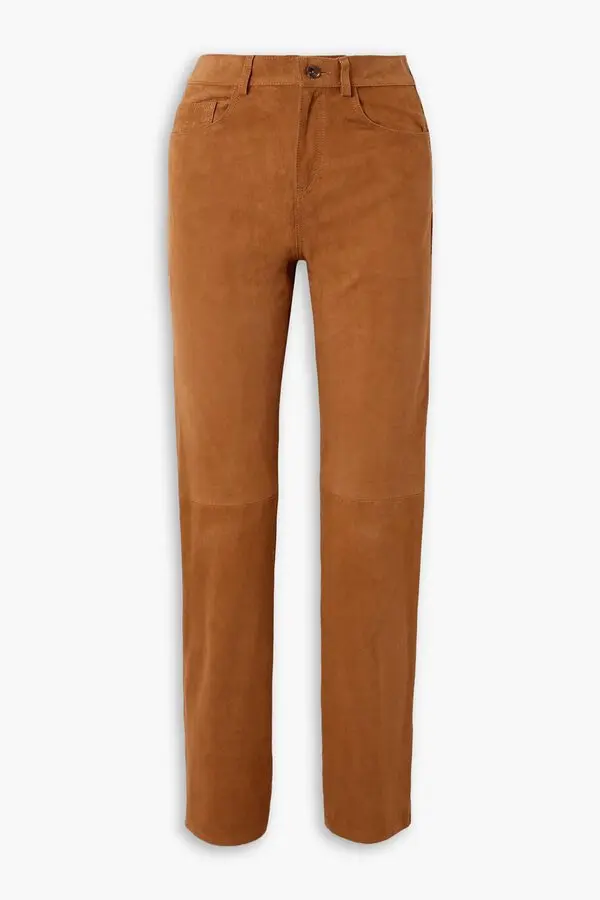 BLAZÉ MILANO Paneled Suede Straight-leg Pants