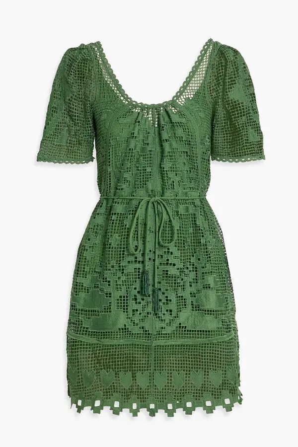 Farm Rio Crochet Mini Dress - Emerald