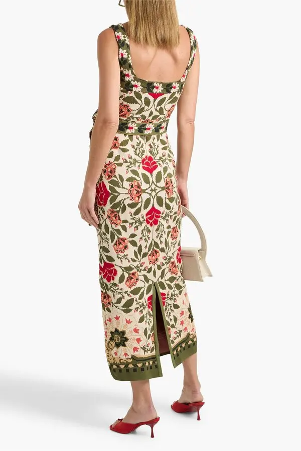 Farm Rio Intarsia Knit Midi Dress