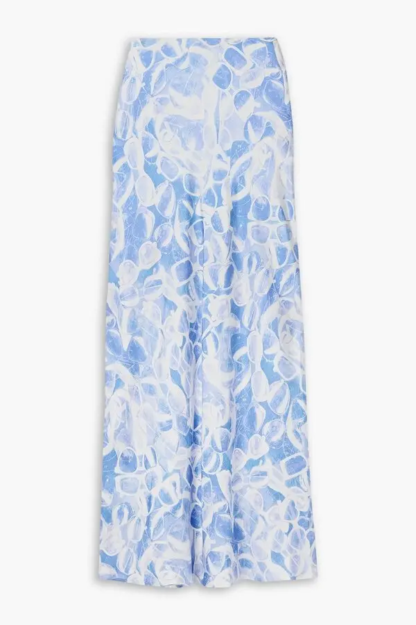 Stella McCartney Printed Silk-twill Maxi Skirt - Blue