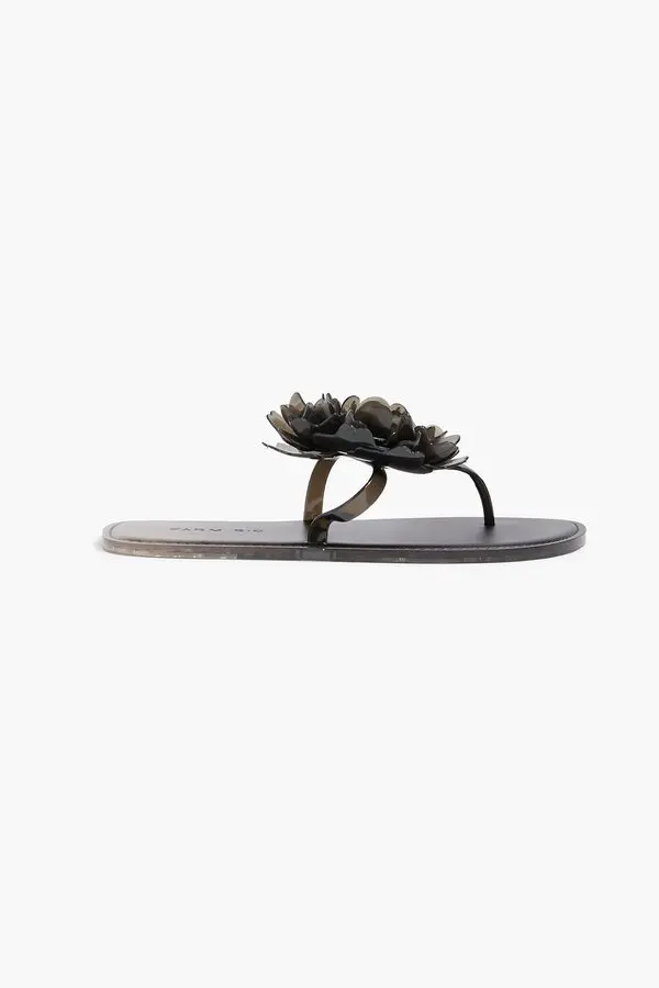 Farm Rio Appliquéd Pvc Flip Flops - Black