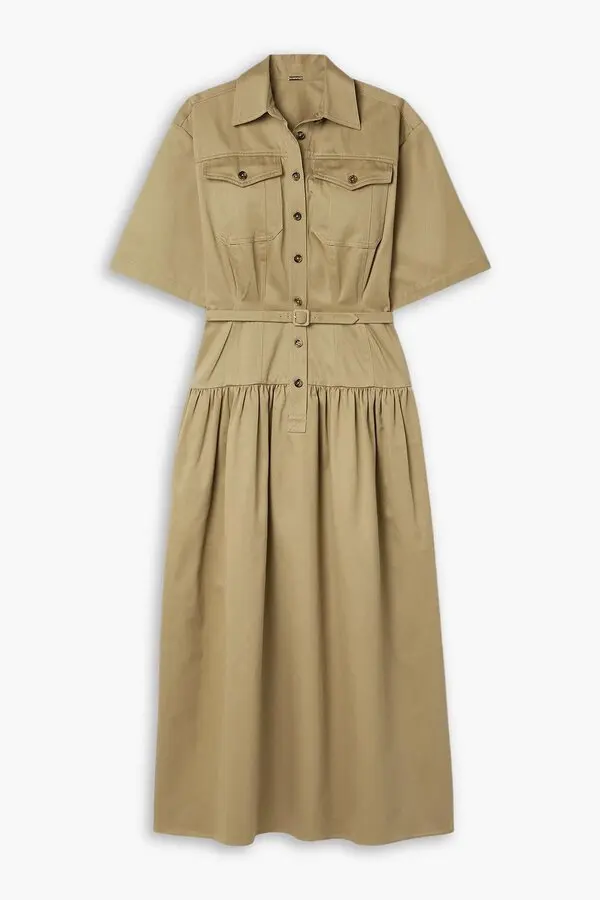 Adam Lippes Edie Belted Midi Shirt Dress