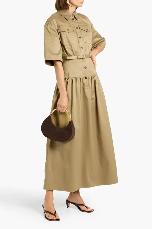 Adam Lippes Edie Belted Midi Shirt Dress