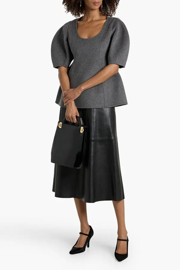 RÓHE Wool And Cashmere-blend Top With Puff Sleeves - Anthracite