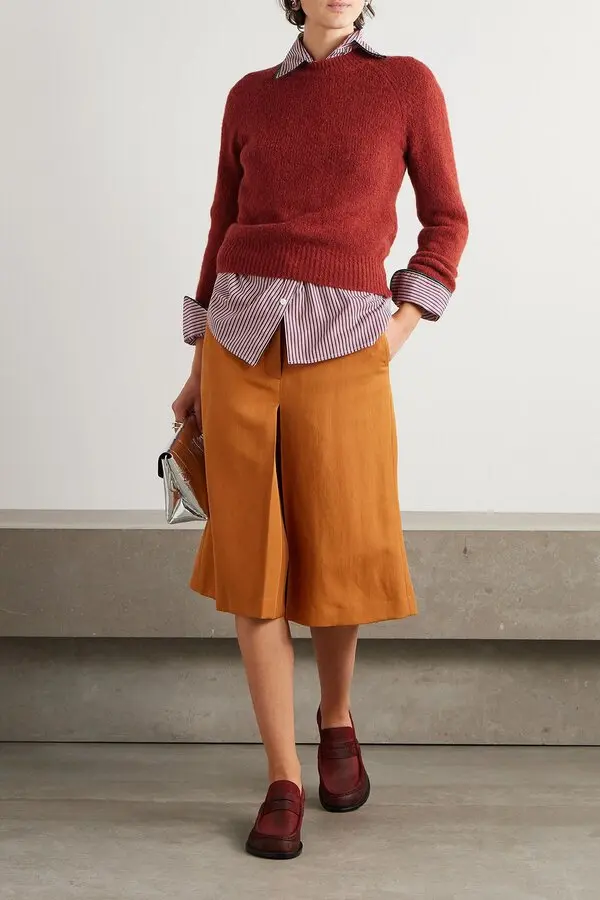 Dries Van Noten Pleated Wool-blend Twill Midi Skirt