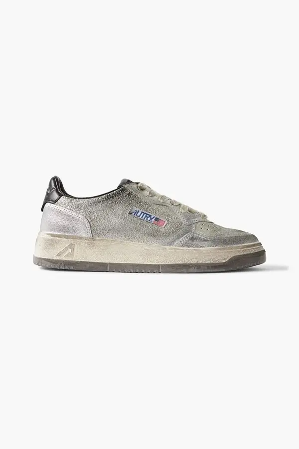 AUTRY Super Vintage Distressed Leather And Suede Sneakers