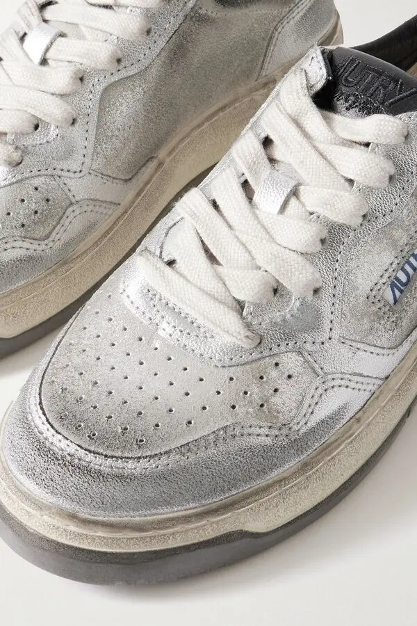 AUTRY Super Vintage Distressed Leather And Suede Sneakers