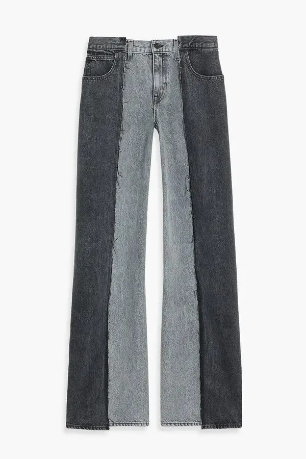 SLVRLAKE Mica Two-tone Low-rise Wide-leg Jeans - Gray