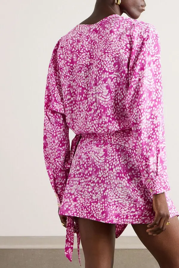 Isabel Marant Étoile Gathered Printed Silk-blend Crepe Mini Dress