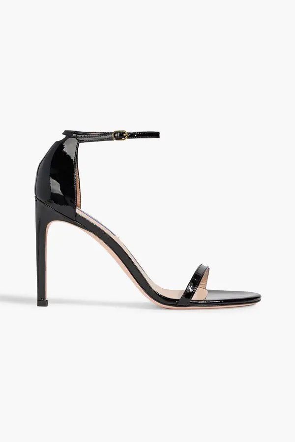 STUART WEITZMAN Patent Leather Stiletto Sandals - Black
