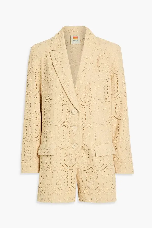 Farm Rio Broderie Anglaise Cotton Playsuit - Sand