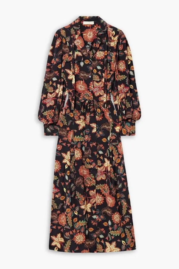 Ulla Johnson Giselle Belted Floral-print Silk Midi Dress