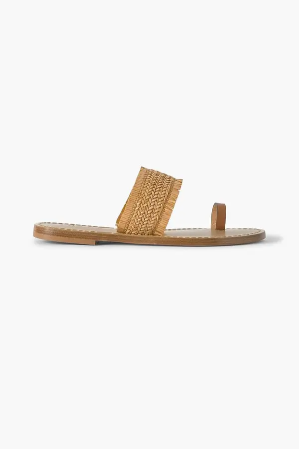 AMANU Woven Raffia And Leather Sandals