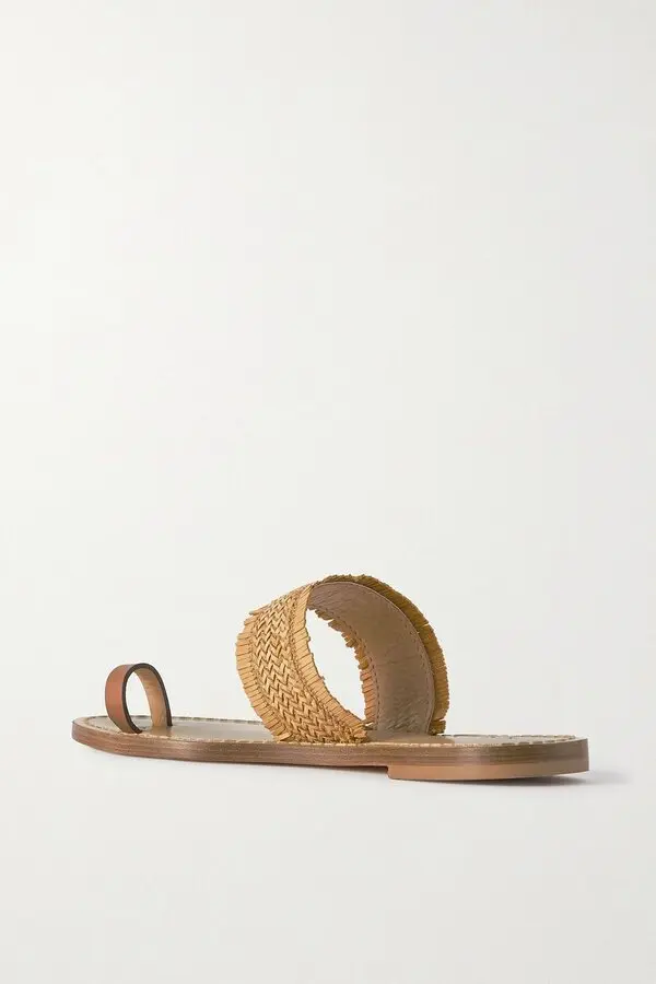 AMANU Woven Raffia And Leather Sandals