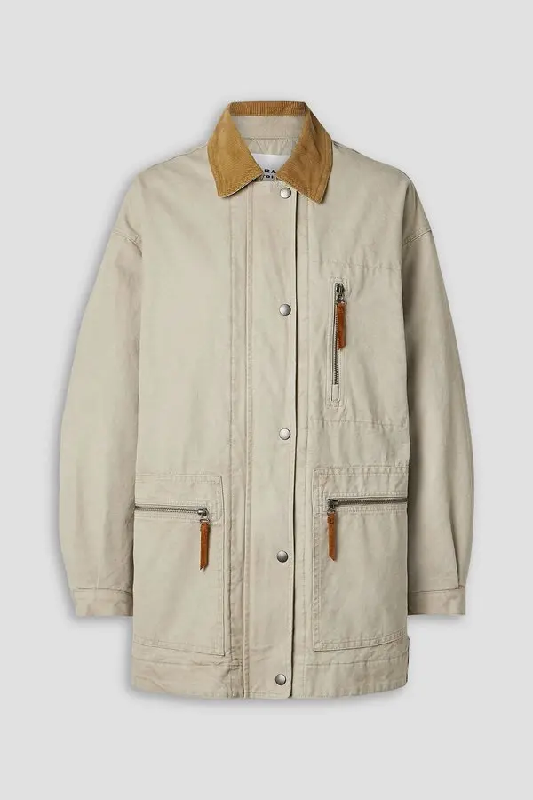 MARANT ETOILE Kimelia Corduroy-trimmed Cotton-canvas Jacket