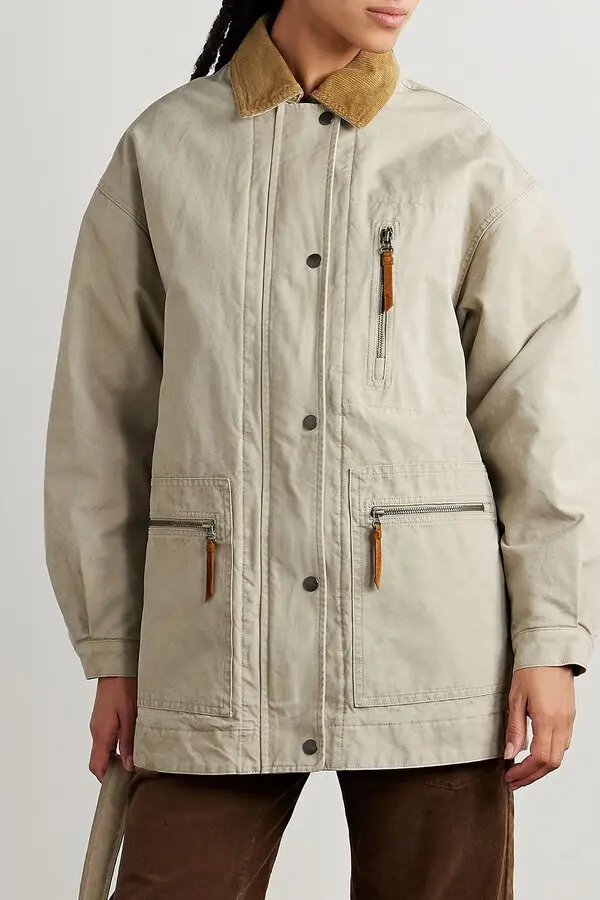 MARANT ETOILE Kimelia Corduroy-trimmed Cotton-canvas Jacket