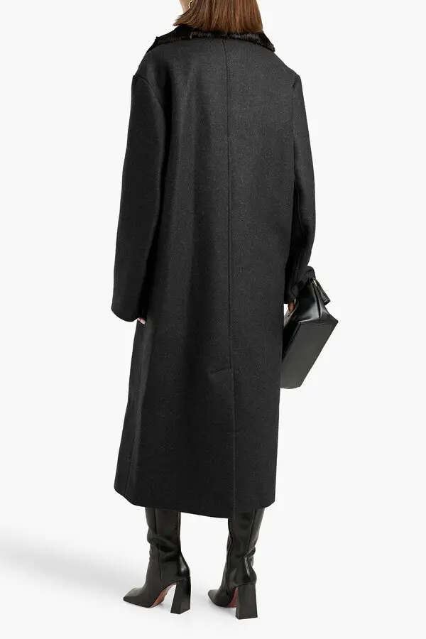 RÓHE Double-breasted Wool-blend Felt Coat With Fur Trim