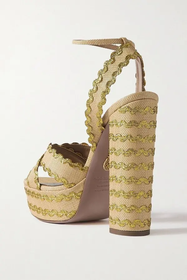 AQUAZZURA Ric Rac 140 Raffia Platform Sandals