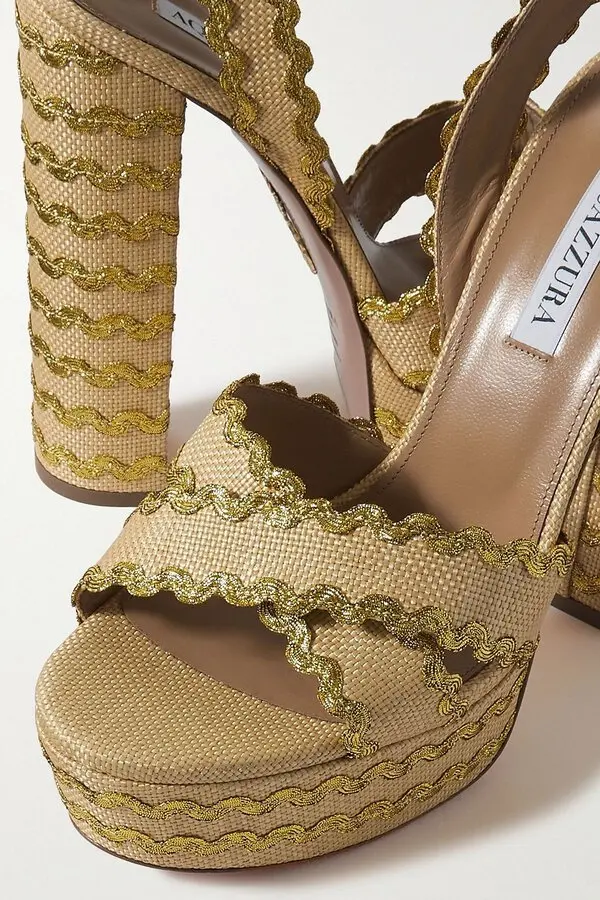 AQUAZZURA Ric Rac 140 Raffia Platform Sandals