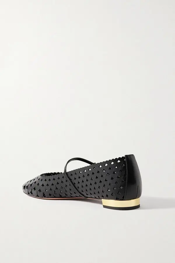 AQUAZZURA Amourose Laser-cut Leather Ballet Flats