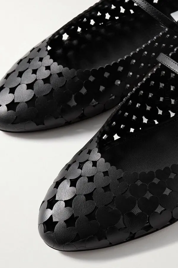 AQUAZZURA Amourose Laser-cut Leather Ballet Flats