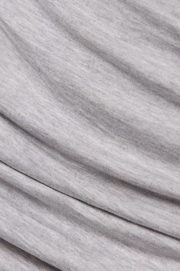 Norma Kamali Diana Strapless Ruched Asymmetric Stretch Jersey Dress - Gray