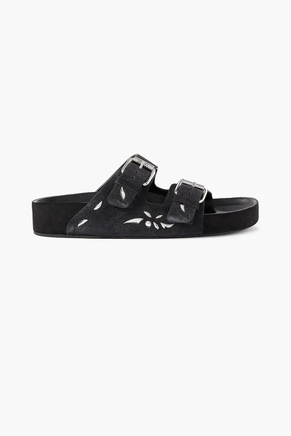 Isabel Marant Étoile Lennyo Embroidered Suede Slides