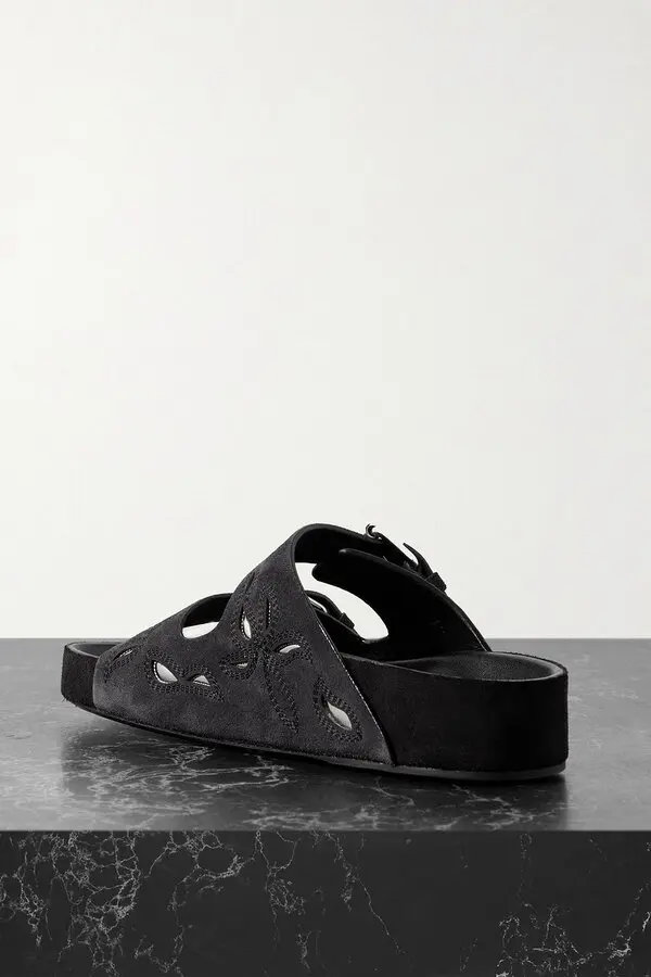 Isabel Marant Étoile Lennyo Embroidered Suede Slides