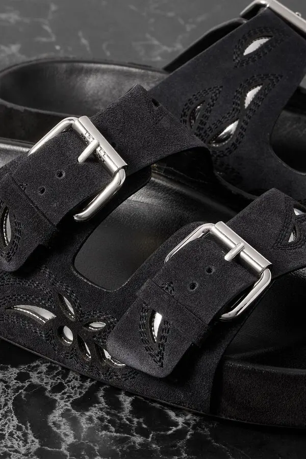 Isabel Marant Étoile Lennyo Embroidered Suede Slides