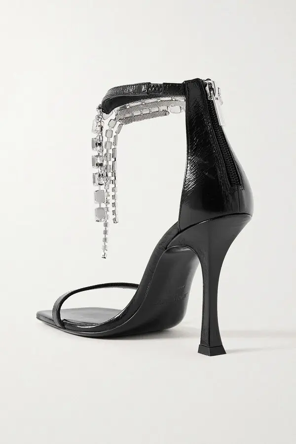 JIMMY CHOO Verity 100 Crystal Embellished Leather Sandals