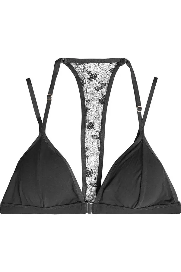 Cosabella Ritz Lacetrimmed Stretchjersey Softcup Triangle Bra - Black